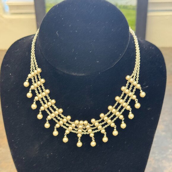 Jewelry | 26 Triple Strand Gold And Pearl Necklace | Poshmark